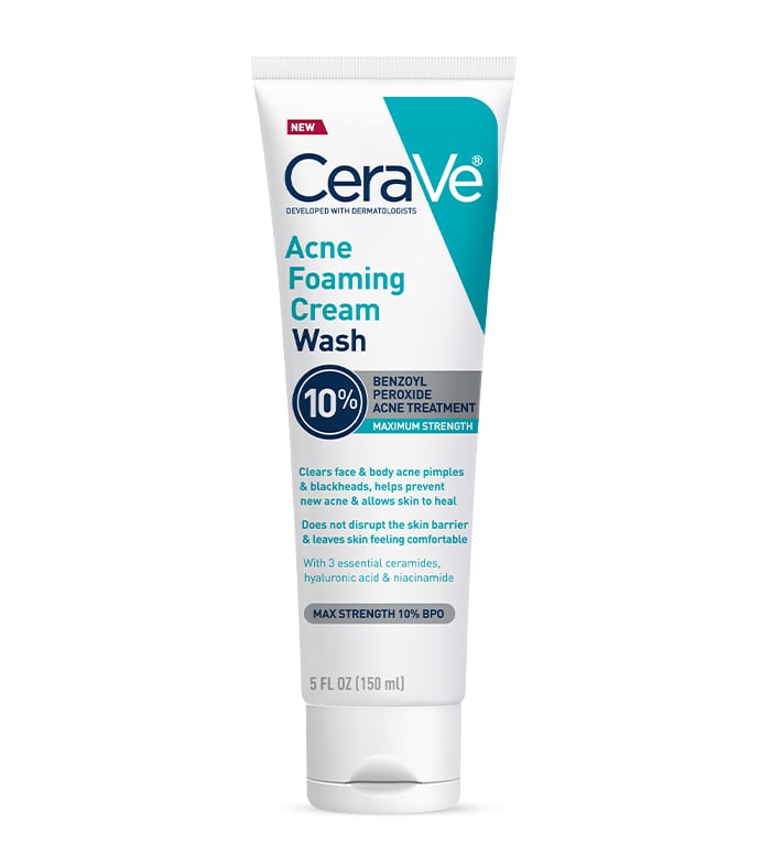 Acne Foaming Cream Wash | 10% Benzoyl Peroxide | CeraVe