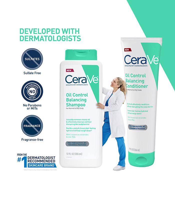Oil Control Balancing Shampoo for greasy, oil-prone hair | CeraVe