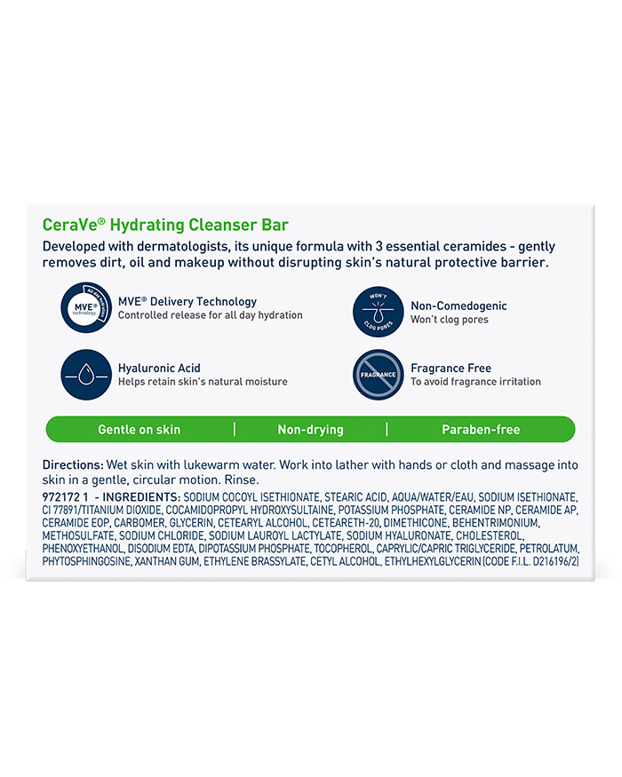 Hydrating Cleanser Bar | Mild Soap-Free Cleansing Bar | CeraVe