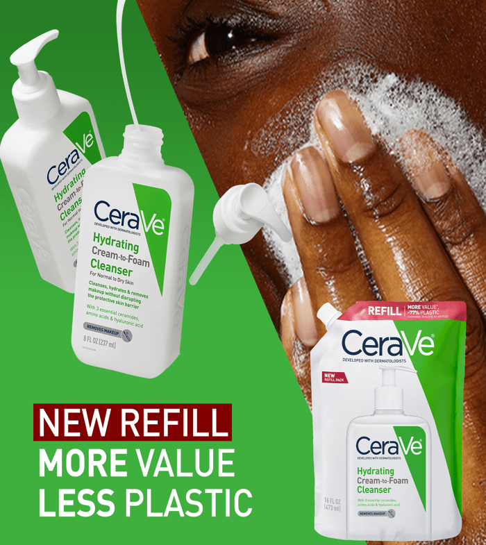 Hydrating Cream-to-Foam Facial Cleanser Refill Pouch | Cerave