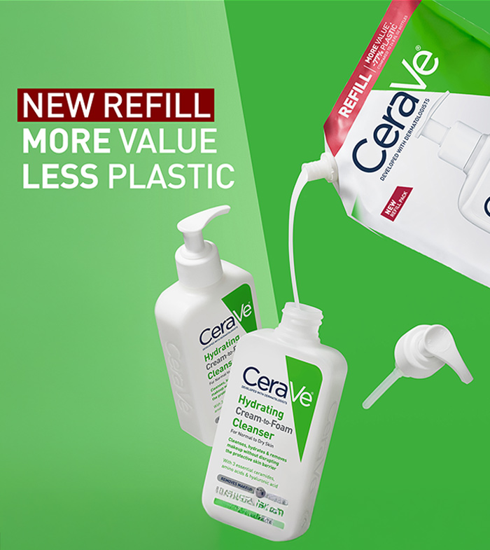 Hydrating Cream-to-Foam Facial Cleanser Refill Pouch | Cerave