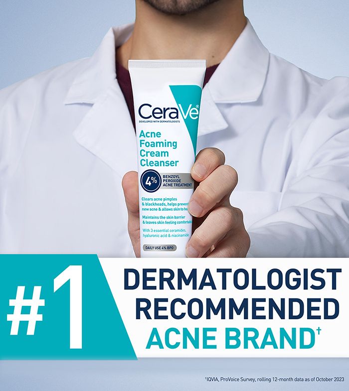 Acne Foaming Cream Cleanser Benzoyl Peroxide Treatment Cerave