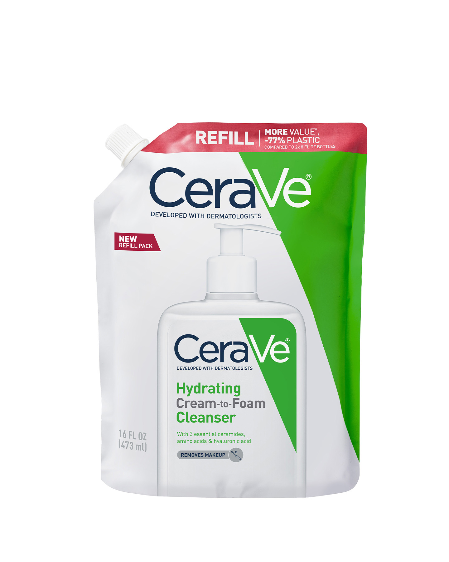 Hydrating Cream-to-Foam Facial Cleanser Refill Pouch | Cerave