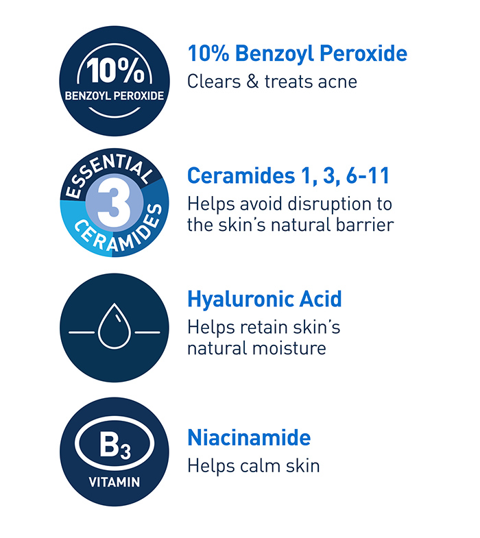 Acne Foaming Cream Wash with Benzoyl Peroxide | CeraVe