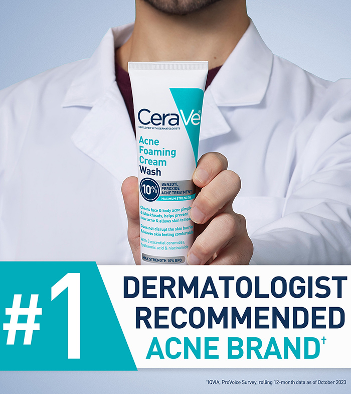Acne Foaming Cream Wash with Benzoyl Peroxide | CeraVe