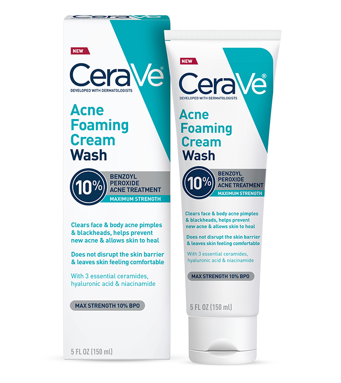 Acne Foaming Cream Wash with Benzoyl Peroxide | CeraVe