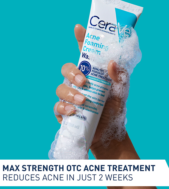 Acne Foaming Cream Wash with Benzoyl Peroxide | CeraVe