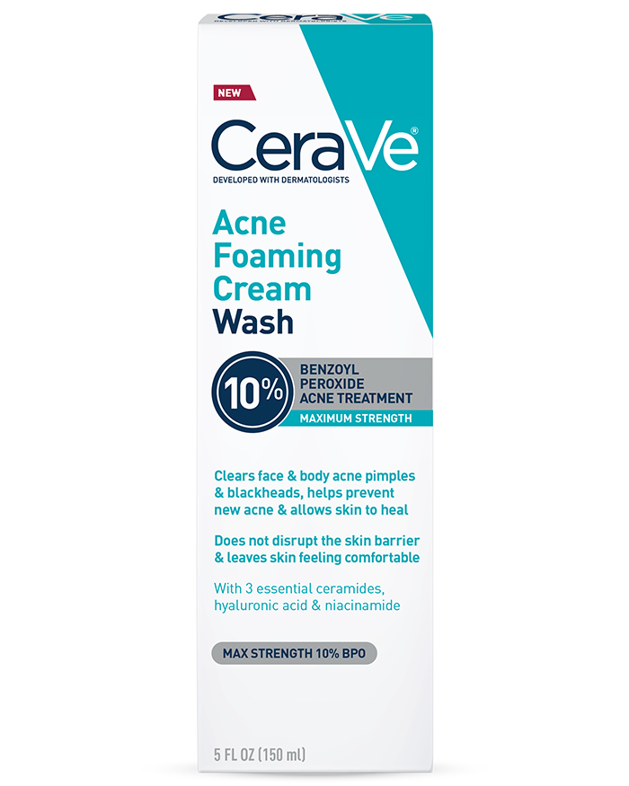 Acne Foaming Cream Wash | 10% Benzoyl Peroxide | CeraVe