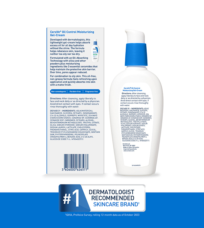 Oil Control Gel-Cream Moisturizer for Oily Skin | CeraVe