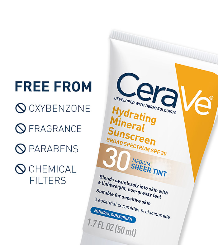 Hydrating Mineral Tinted Sunscreen for Face SPF 30 | CeraVe