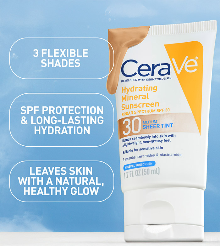 Hydrating Mineral Tinted Sunscreen for Fair Skin | SPF 30 | CeraVe